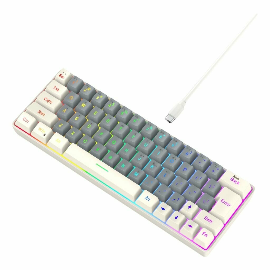 Проводная игровая клавиатура для ПК-геймеров Механическая 63-клавишная светодиодная подсветка настольного компьютера