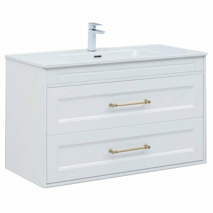 Тумба c раковиной Aquanet Бостон New 100 347849 белый сатин