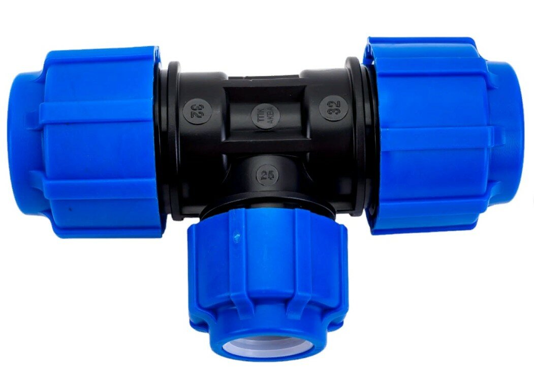 Тройник ТПК-Аква, обжим-резьба, 32/25/32, переходной, компрессионный