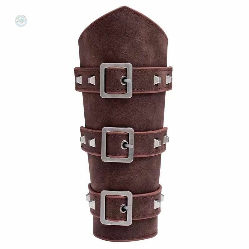 Кожаные наручи на предплечье с заклепками стильный аксессуар в стиле викингов, стимпанк и готика для мужчин и женщин