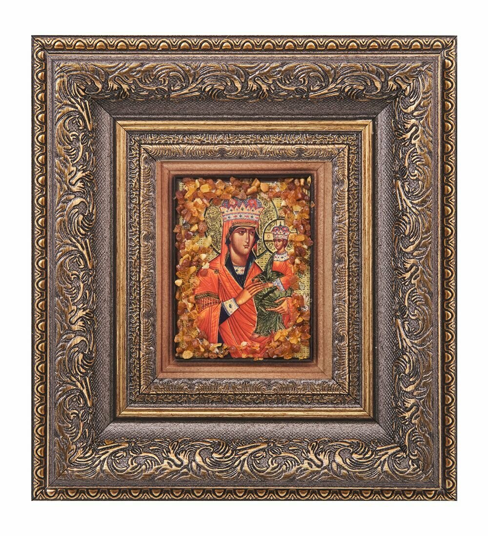 Икона Божией Матери Споручница грешных (с янтарной крошкой) H-22см