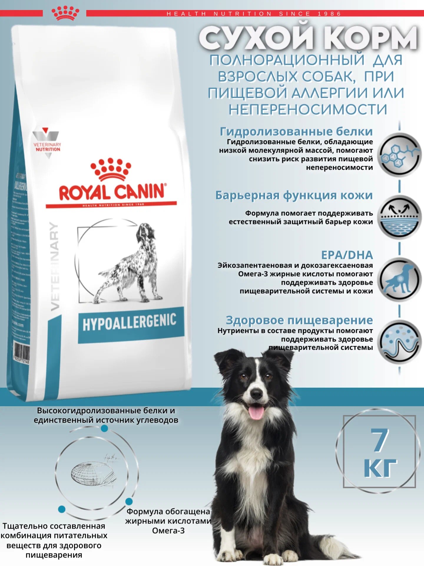 Royal Canin Hypoallergenic DR21 Сухой корм для собак, при пищевой аллергии 7 кг