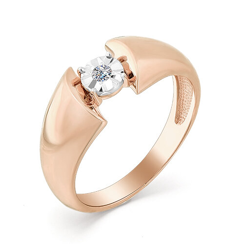 Кольцо, красное золото, 585 проба, бриллиант