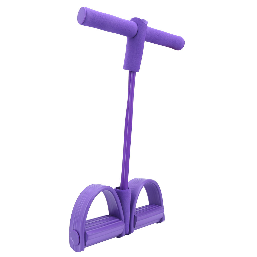 Упражнение для пресса с эластичными тяговыми ремнями и педалями для ног (Фиолетовый)