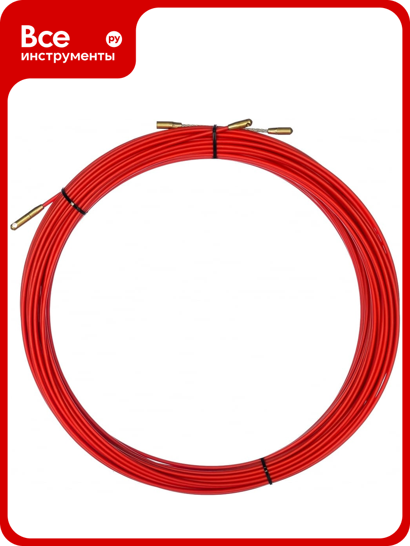 Протяжка для кабеля УЗК Связьсервис стальной пруток d=6 мм L=80 м в бухте, красный, представляет