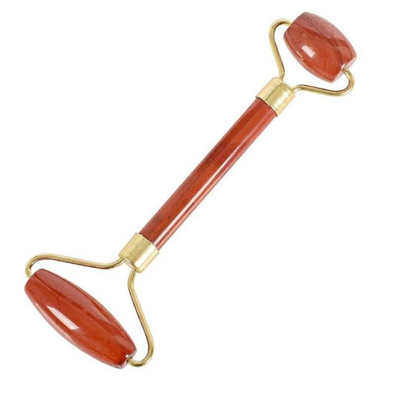 Массажный ролик для лица из нефритового камня, практичный нефритовый массажер для лица, против морщин, портативные инструменты для красоты и здоровья, красная яшма