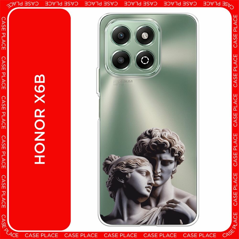 Чехол на Honor X6b / Хонор X6b с принтом "Нежные скульптуры - 14 февраля", прозрачный