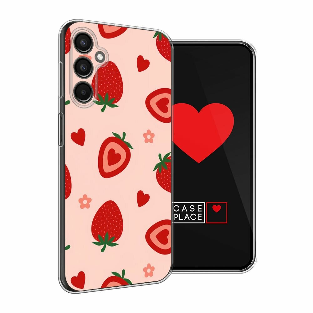 Чехол на Samsung Galaxy A24 / Самсунг Галакси A24 с принтом "Heart strawberries 1 - 14 февраля" — фото 1
