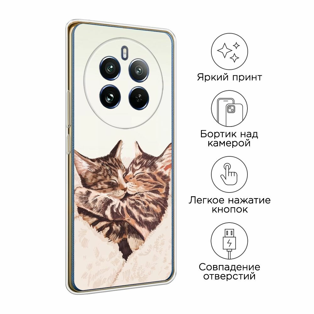 Чехол на Realme 12 Pro / Реалми 12 Про с принтом "Влюбленные котейки - 14 февраля" — фото 1