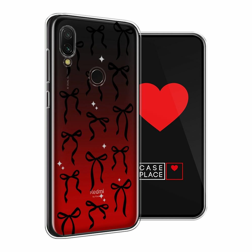 Чехол на Xiaomi Redmi 7 / Сяоми Редми 7 с принтом "Black bows", прозрачный — фото 1