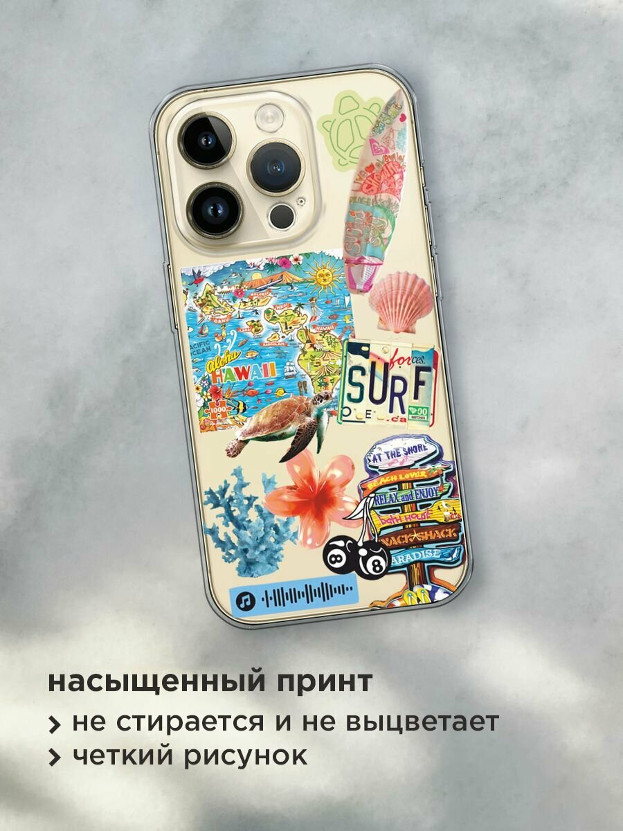 Чехол на Apple iPhone 14 Pro / Айфон 14 Про с принтом "Summer collage", прозрачный — фото 1
