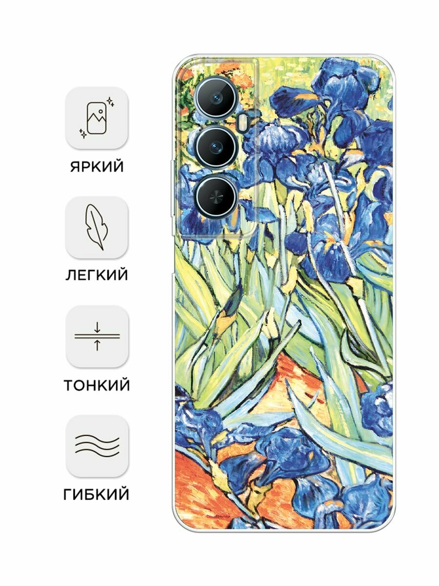 Силиконовый чехол на Realme C65 / Реалми С65 с принтом "Ирисы Ван Гог" — фото 1