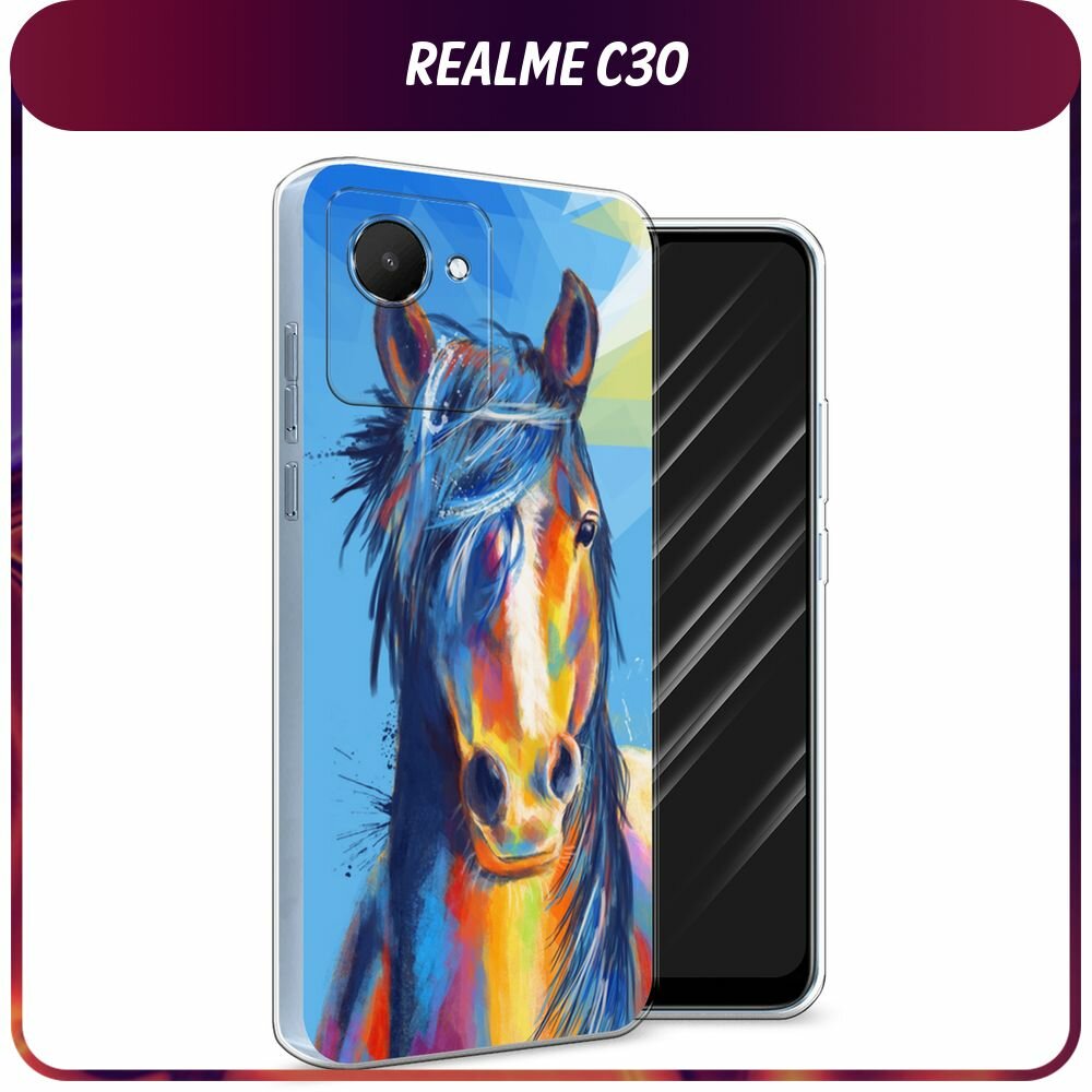 Силиконовый чехол на Realme C30 / Реалми C30 с принтом "Лошадь арт 3"