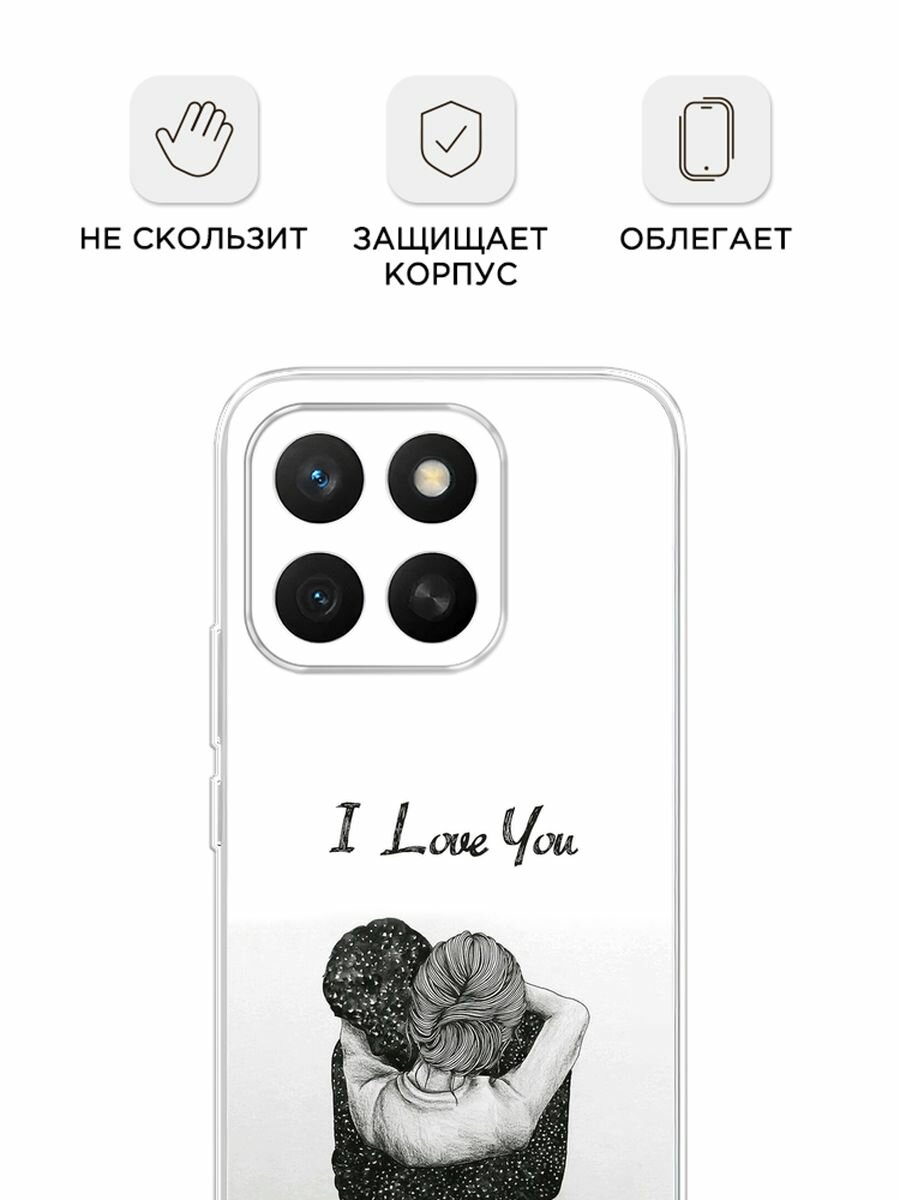 Силиконовый чехол на Honor X8c / Хонор X8c с принтом I love you 1 — фото 1