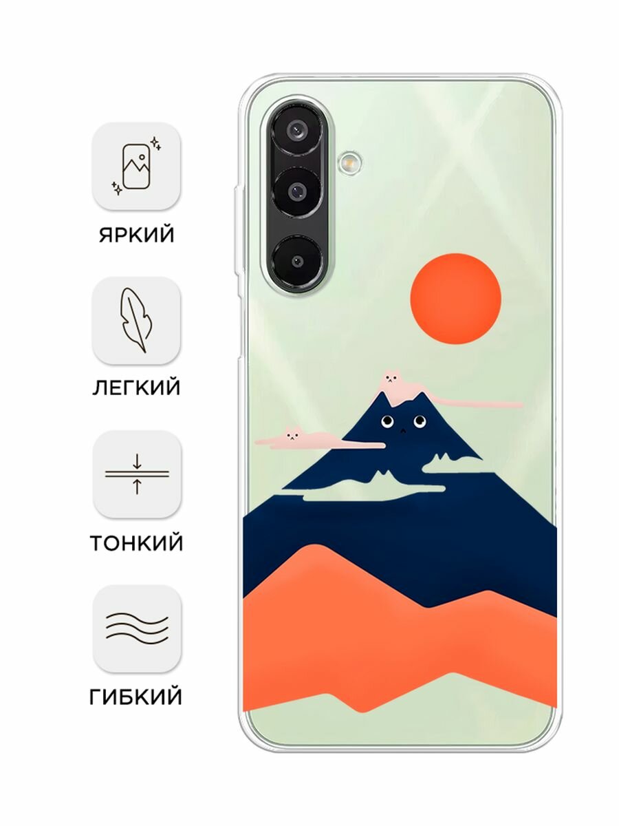 Чехол на Samsung Galaxy M16 / Самсунг Галакси М16 с принтом "Кот-гора", прозрачный — фото 1