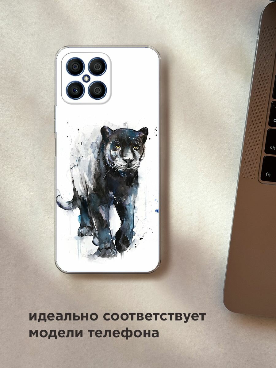 Силиконовый чехол на Honor X8 / Хуавей X8 с принтом "Пантера арт 3" — фото 1