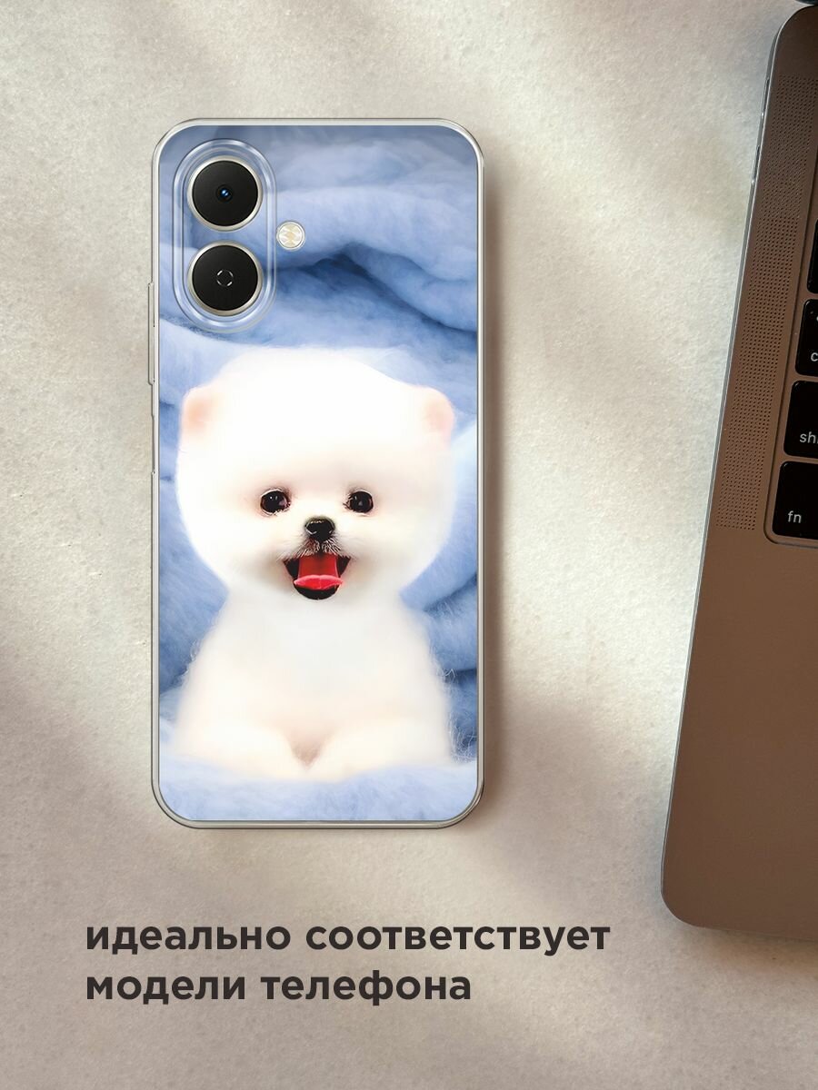 Чехол на Tecno Spark Go 2 / Текно Спарк Го 2 с принтом Белый пёсик — фото 1