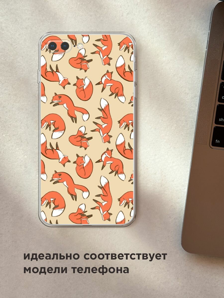 Чехол на Apple iPhone 7 Plus / Айфон 7 Плюс с принтом "Лисички фон" — фото 1