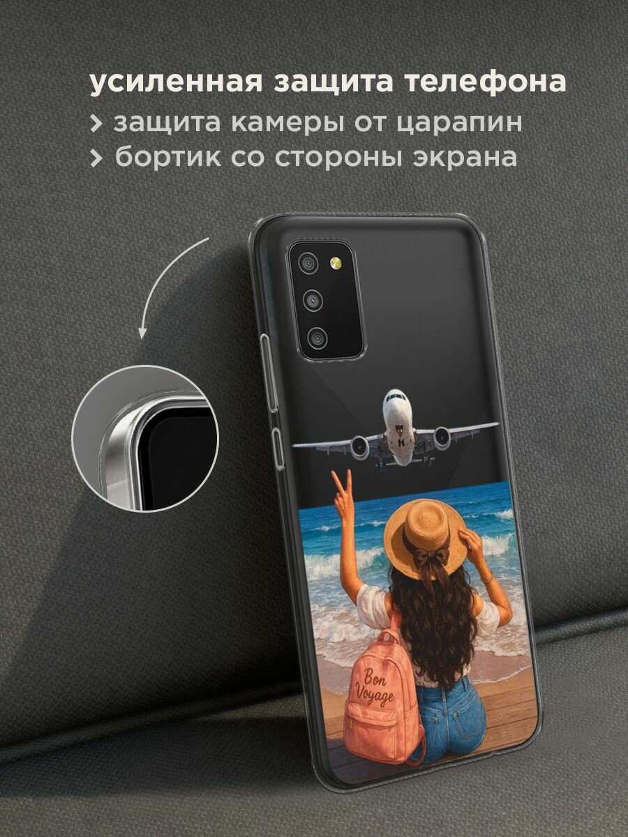 Чехол на Samsung Galaxy A02s / Самсунг Галакси A02s с принтом "Bon Voyage", прозрачный — фото 1