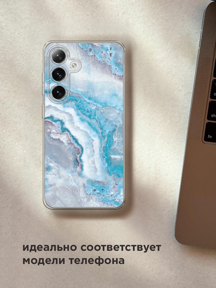 Чехол на Samsung Galaxy S24 / Самсунг S24 с принтом "Нежно-голубой мрамор" — фото 1