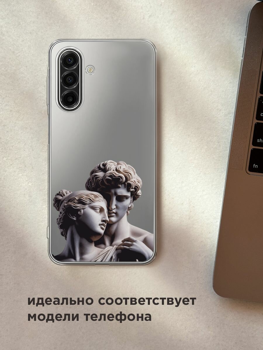 Чехол на Samsung Galaxy A17/A18 / Самсунг А17/А18 с принтом "Нежные скульптуры - 14 февраля", прозрачный — фото 1