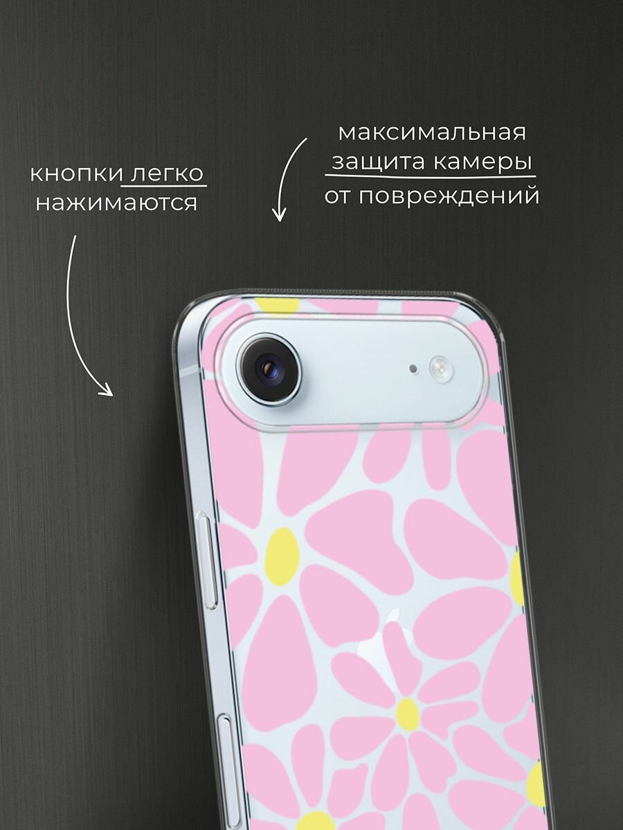 Чехол на Apple iPhone Air / Айфон Айр с принтом "Розовые лепестки 2", прозрачный — фото 1