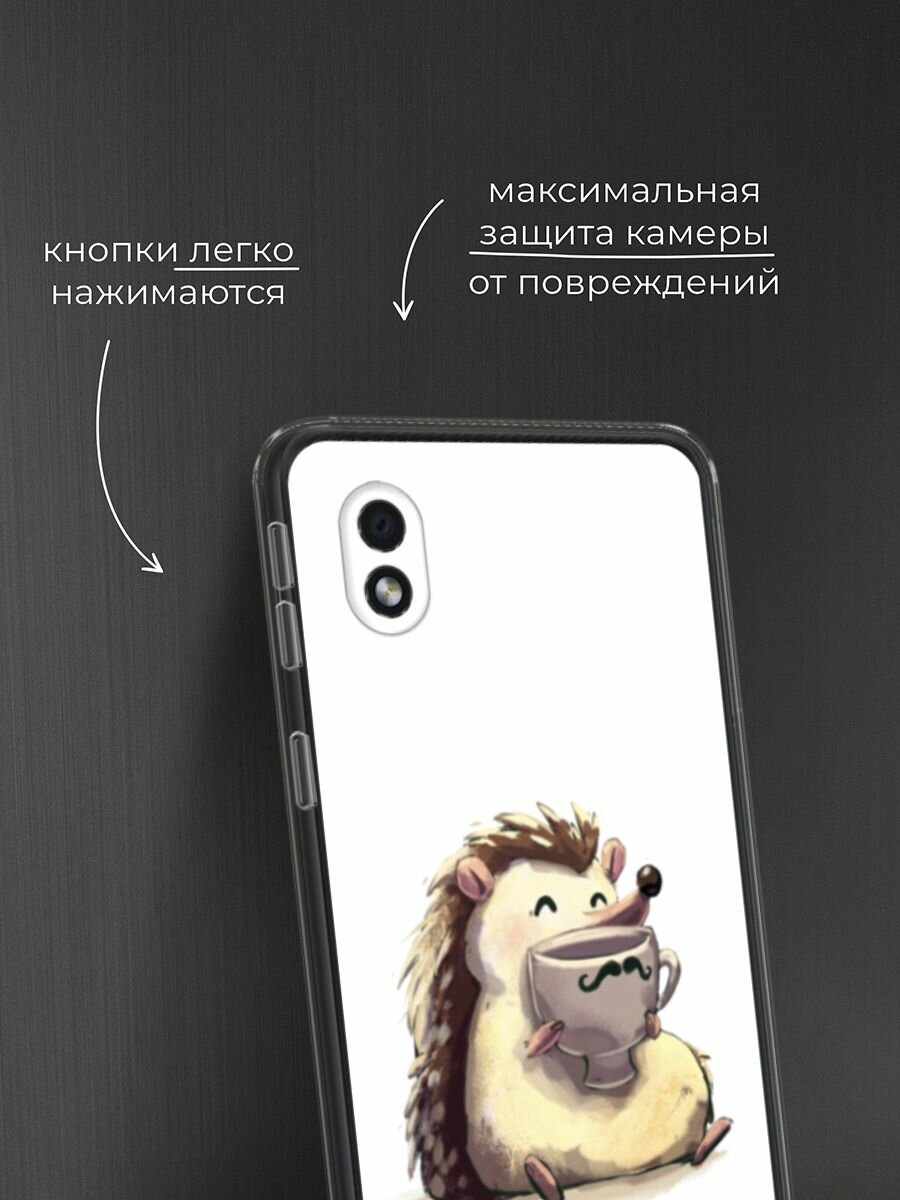 Чехол на Samsung Galaxy A01 Core / Самсунг Галакси А01 Core с принтом "Еж кофеман" — фото 1