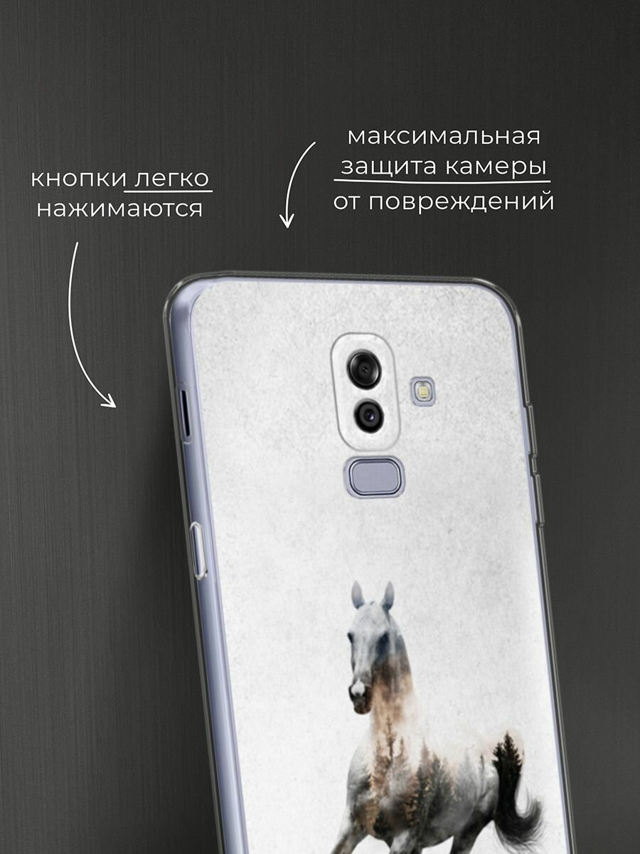 Чехол на Samsung Galaxy J8 / Самсунг Галакси Джей 8 с принтом "Лошадь лес" — фото 1