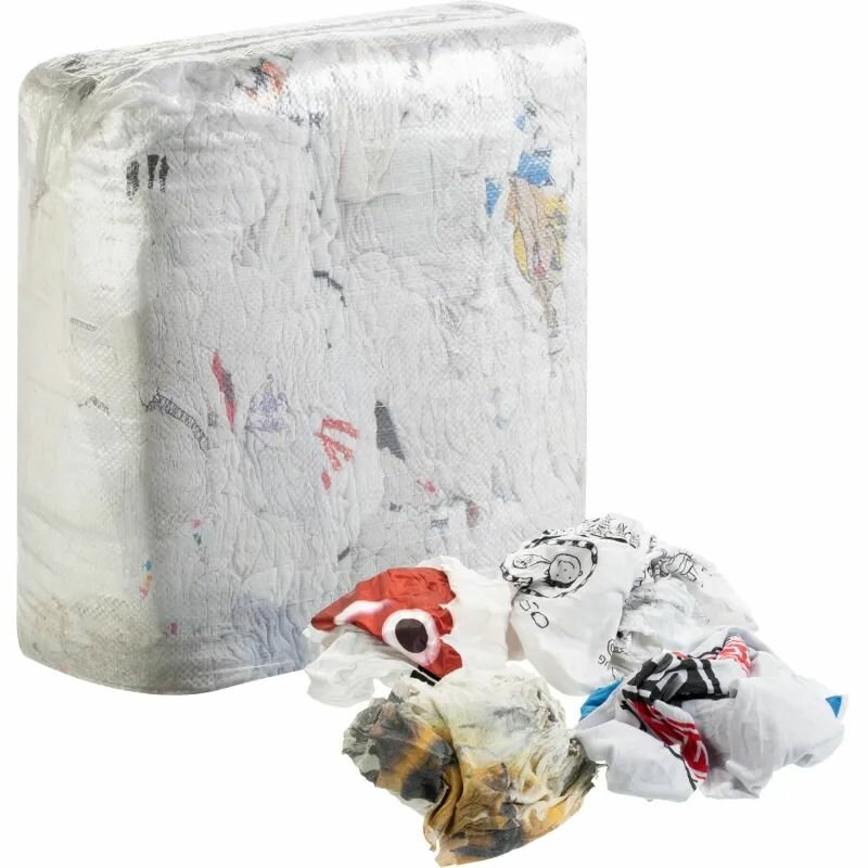 Ветошь трикотаж белый с вкраплениями_Б, 10 кг