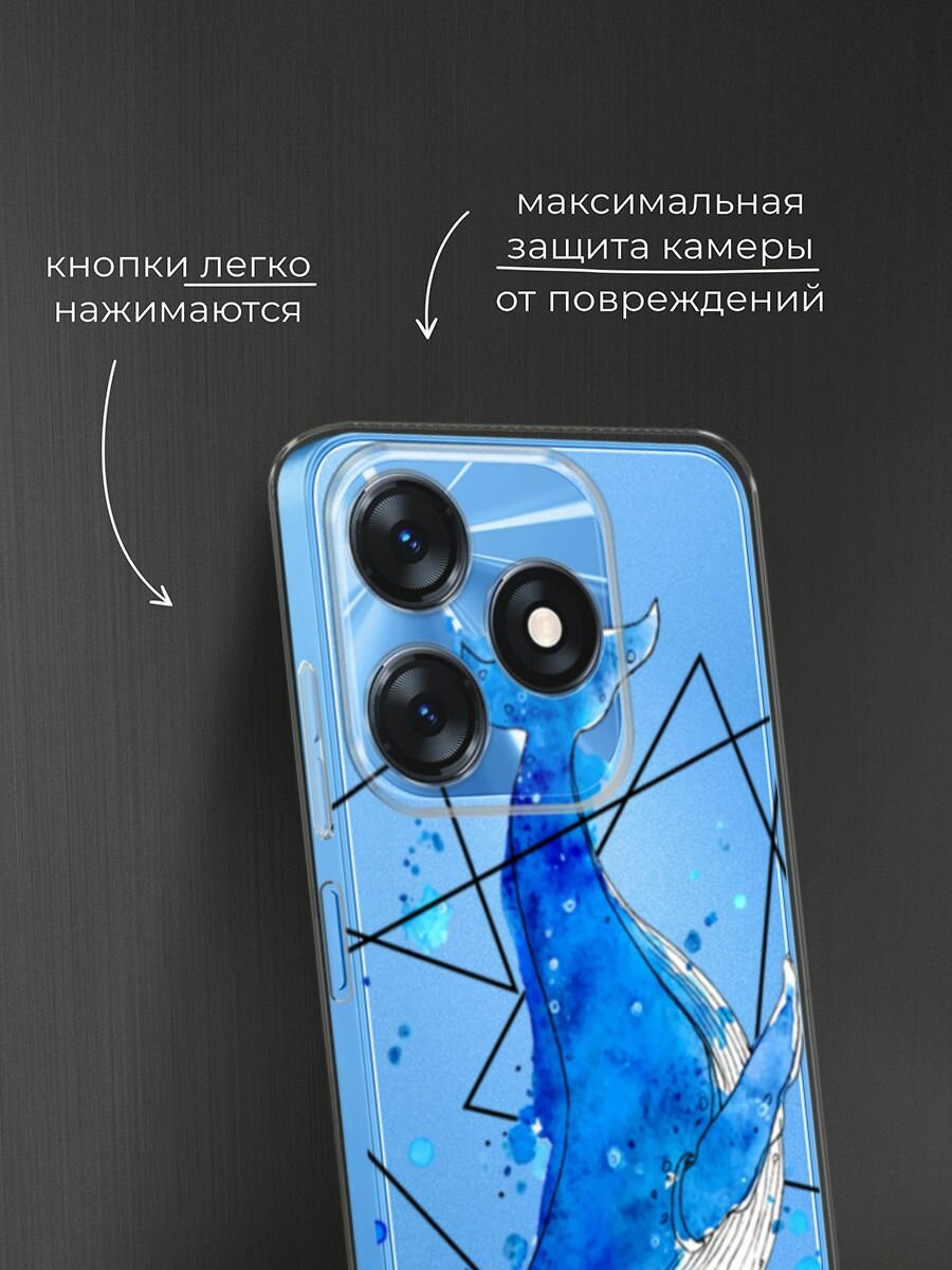 Чехол на Tecno Spark 10/10C / Текно Спарк 10/10С с принтом "Кит графика", прозрачный — фото 1