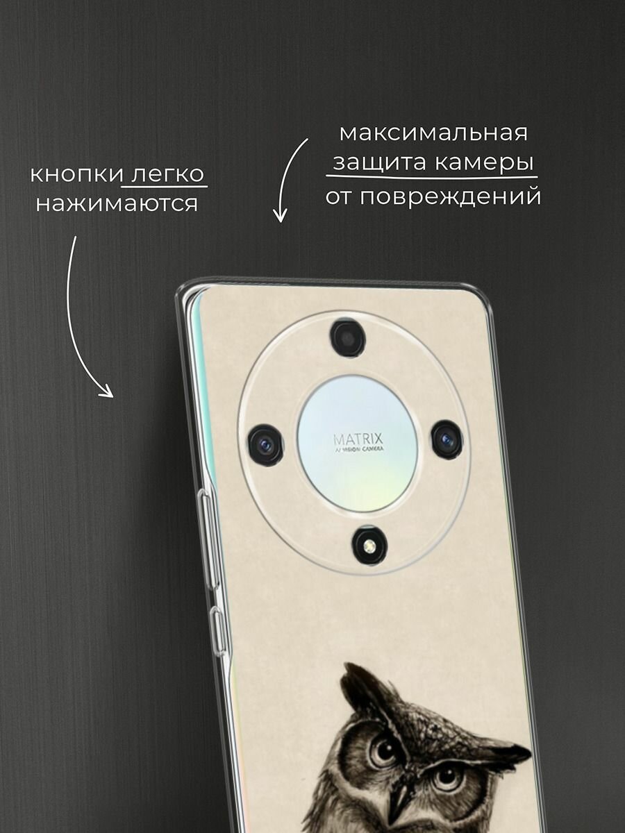 Силиконовый чехол на Honor X9A / Хонор X9A с принтом "Сова" — фото 1