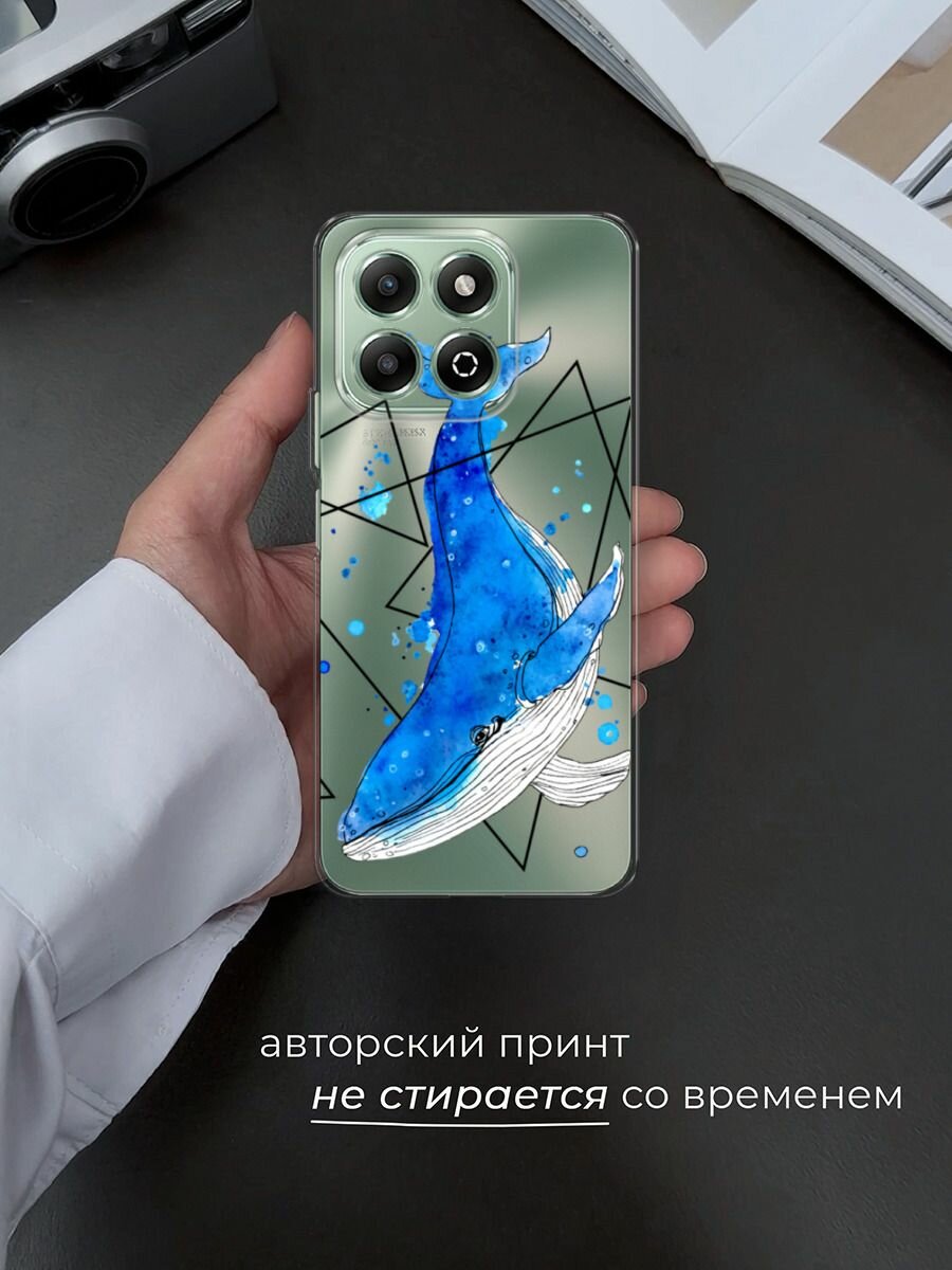 Чехол на Honor X6b / Хонор X6b с принтом "Кит графика", прозрачный — фото 1