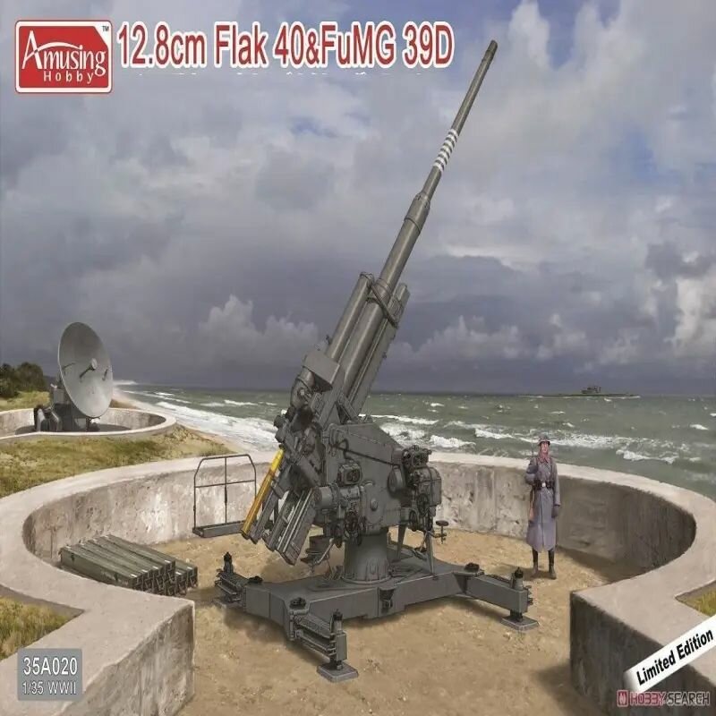 Amusing Hobby 35A020 1/35 Немецкий 12.8cm Flak 40 ПВО & FuMG 39D РЛС радиолокационная станция