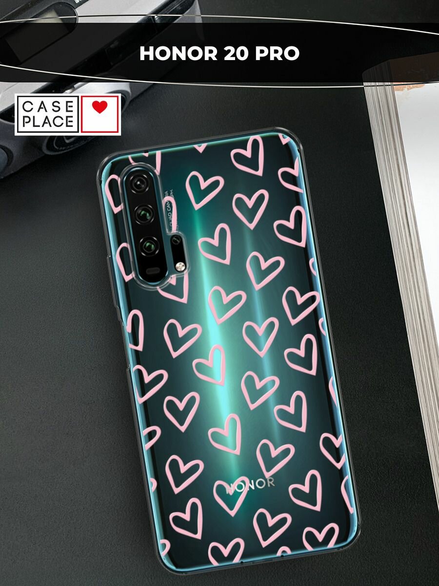 Чехол на Honor 20 Pro / Хонор 20 Про с принтом "Сердца паттерн"