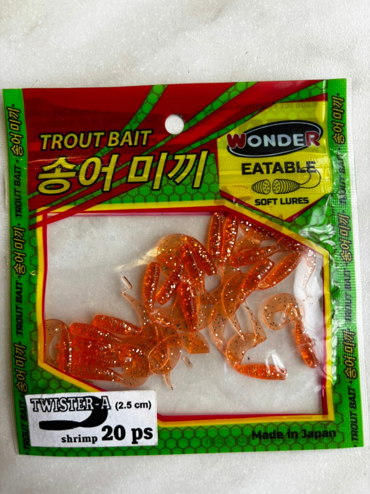 Силиконовая мягкая приманка Wonder Trout Bait Twister-A 2.5см. 20шт. коралловый форелевая
