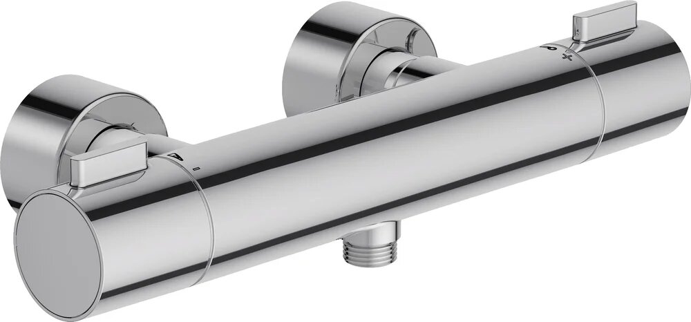 Термостатический смеситель Jacob Delafon Cuff E37035-CP хром, глянцевый, настенный, латунный, без лейки, смеситель для ванны с душем