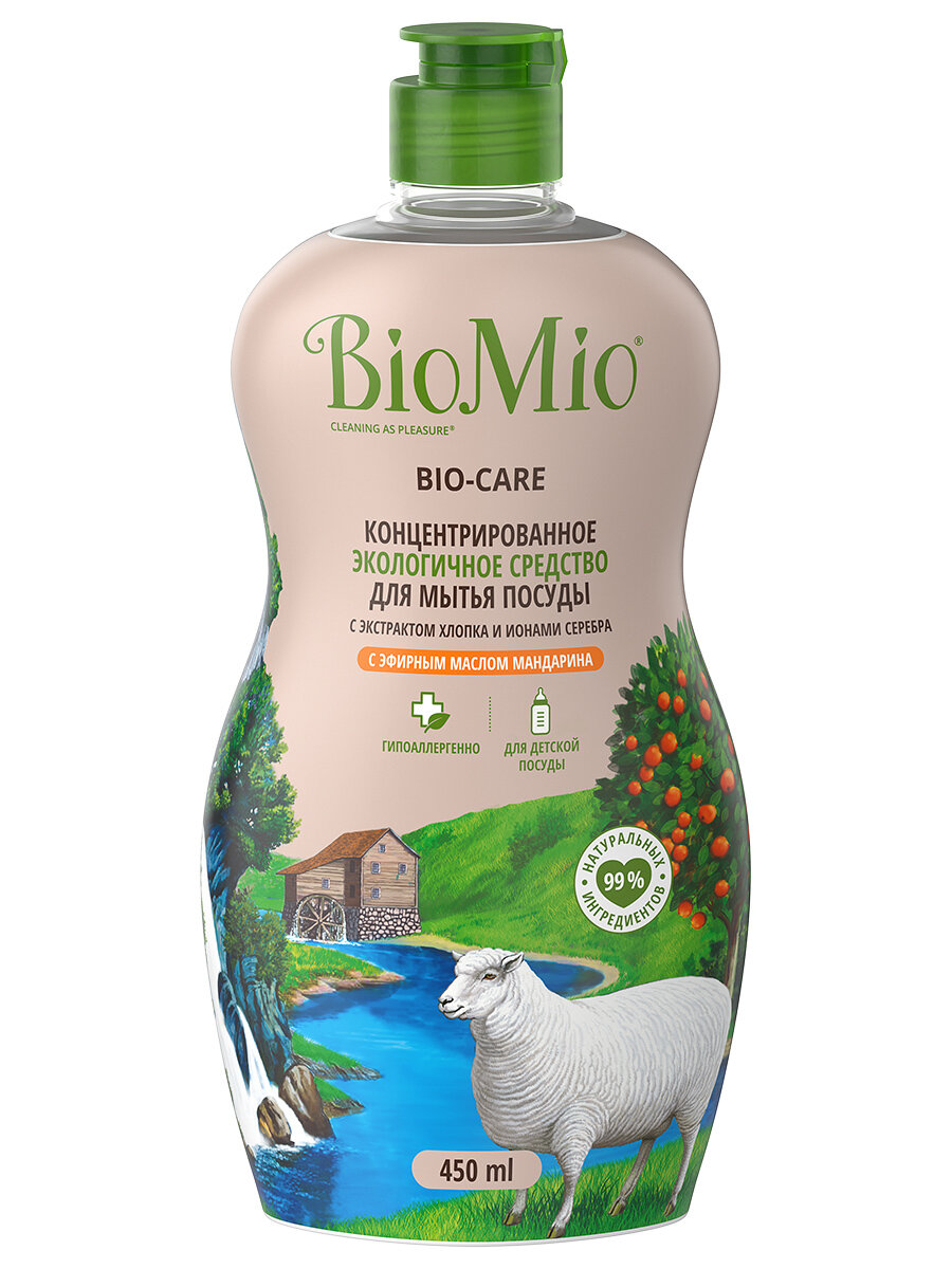 Эко-гель для мытья посуды BioMio с эфирным маслом Мандарина 450мл концентрат