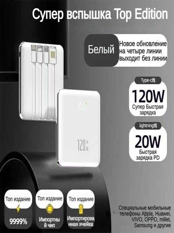 Портативный аккумулятор Xingrougongfang, 30000mAh, защита от перегрева, скрытый монтаж, USB C
