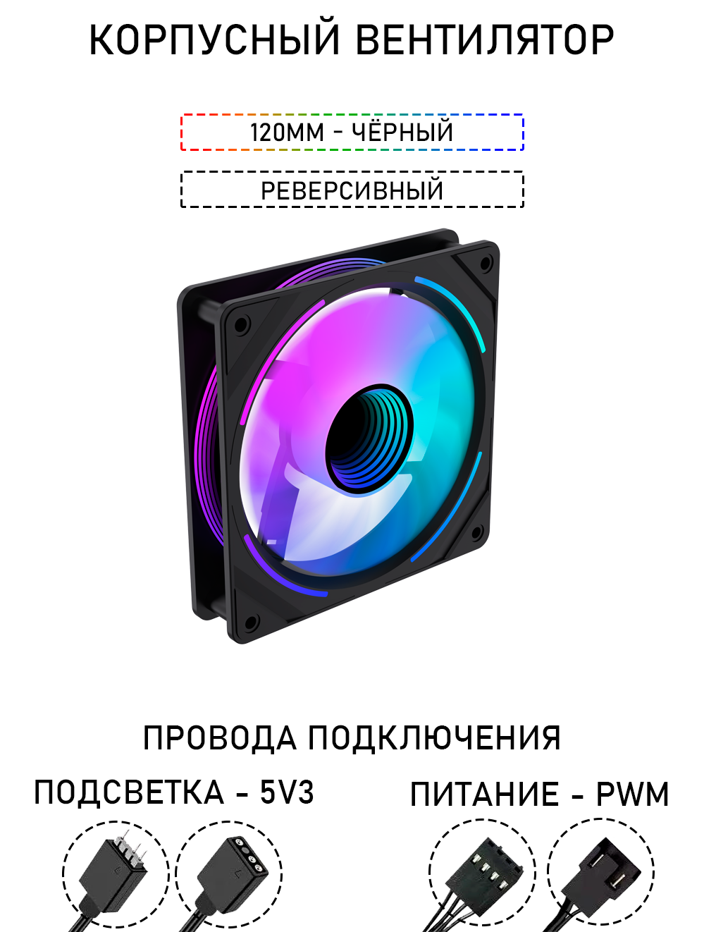 Вентилятор для корпуса Model S, A-RGB, 120мм, стандартный, чёрный