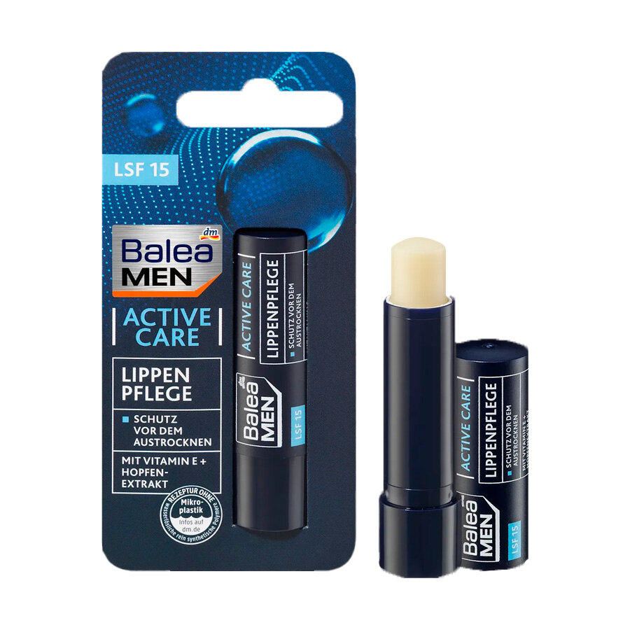Гигиеническая помада Balea - MEN Active care, SPF 15, 4.8 г, 2 шт