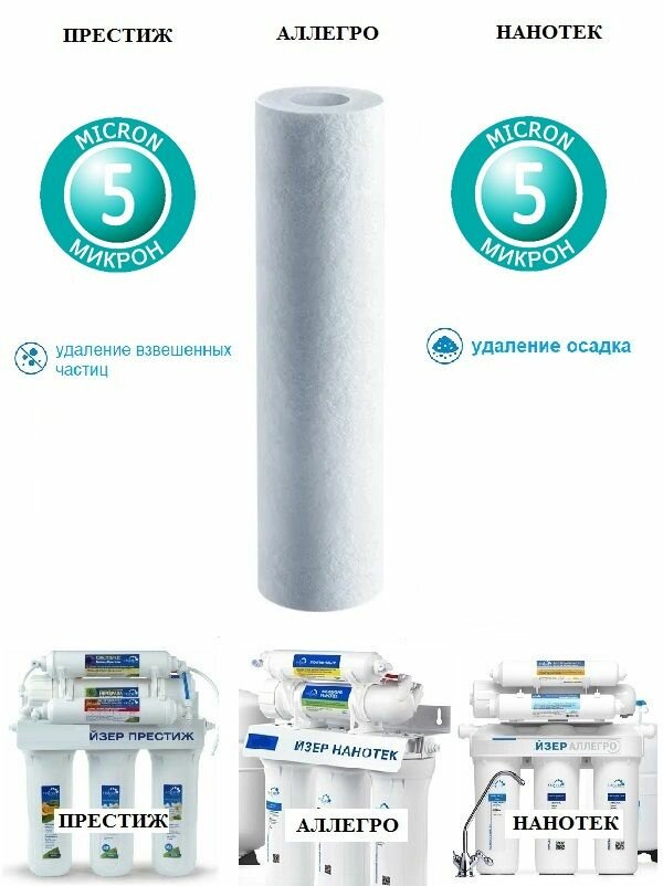 Картридж PS1005 механической очистки 10 Slim Line 5 мкм (вспененный полипропилен)