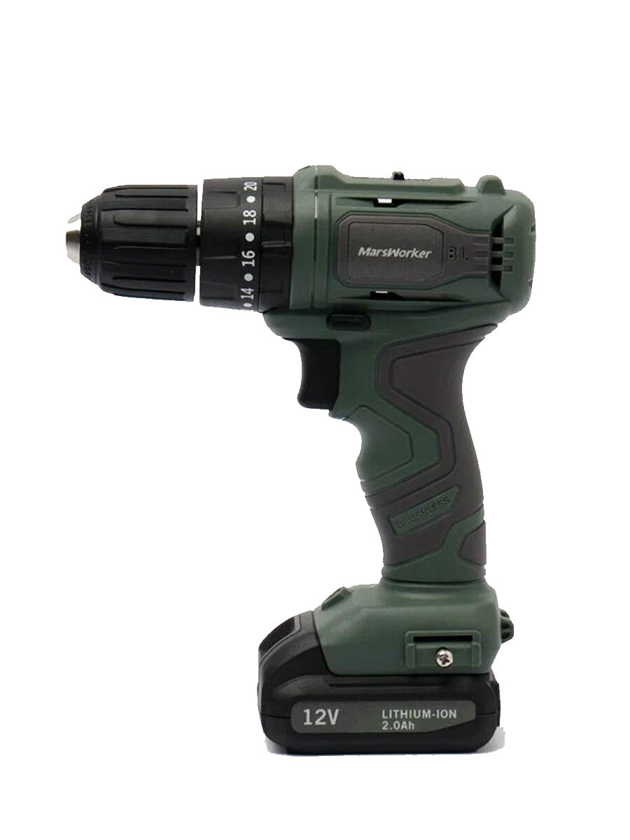 Аккумуляторная ударная дрель-шуруповерт MarsWorker Craftsman Brushless Lithium Cordless Drill (MSBLID1201-04) Green