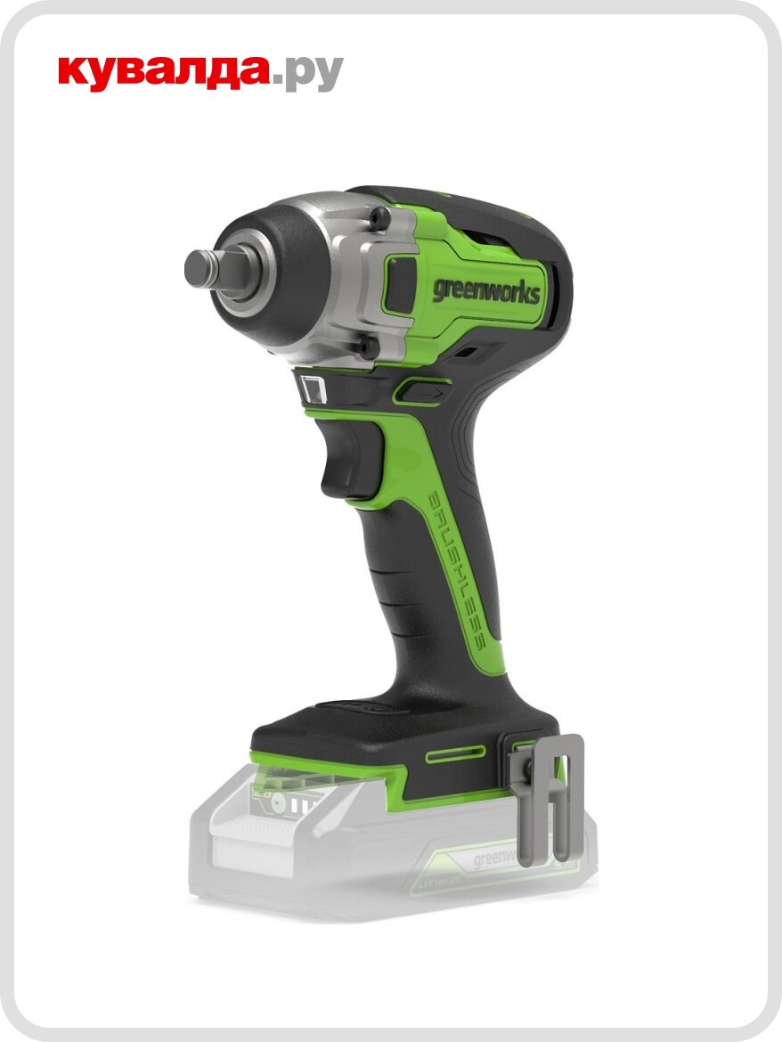 Гайковерт ударный аккумуляторный GREENWORKS GD24IW 400 бесщеточный двигатель, без АКБ и ЗУ (3802907)