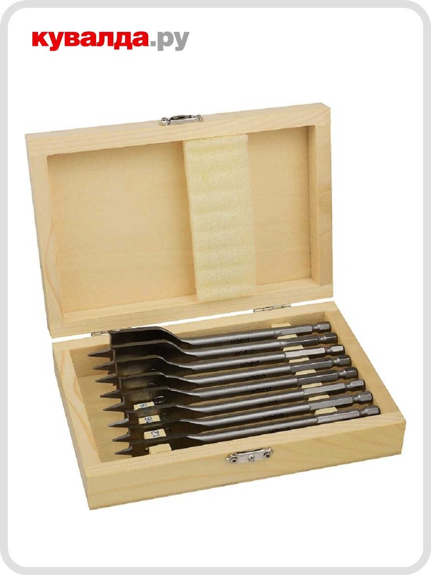 Набор сверл по дереву D.BOR (12 - 32 х 152 мм), 8 шт. перьевых