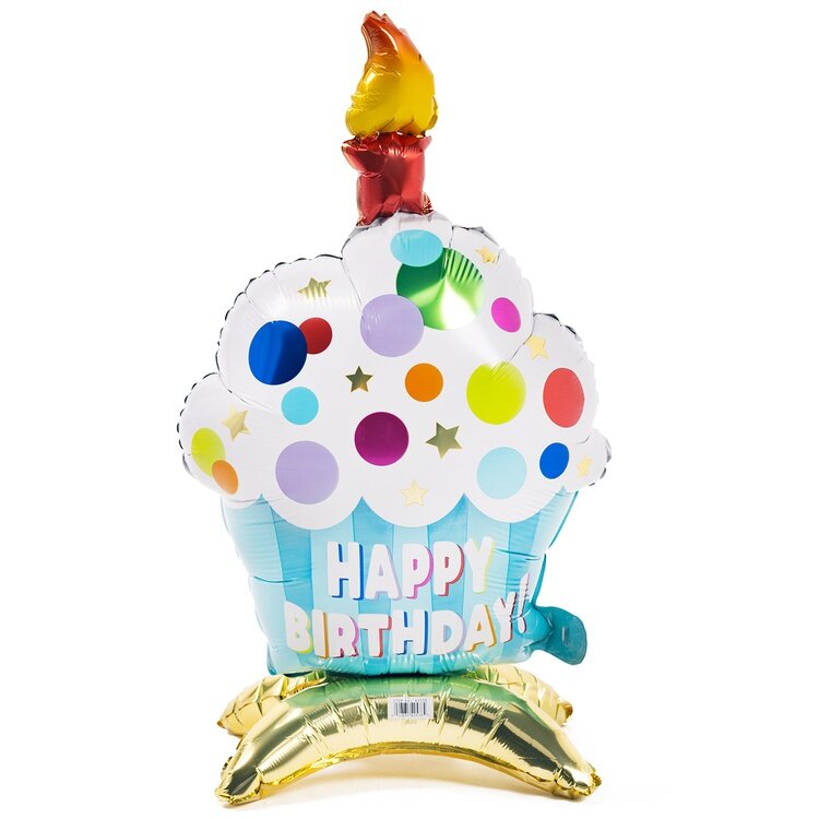 Воздушный шарик Anagram фигура, Happy Birthday, кекс, фольгированный