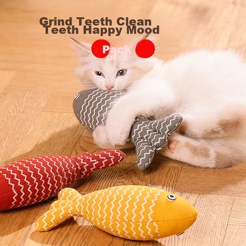 Pilot Cat Toy Self-Entertaining Boredom Relief Catnip Realistic Fish Kitten Teaser Toy for Kittens And Cats, Pet Supplies, 3-Pack