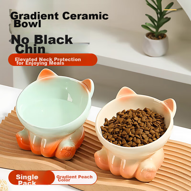 Beisina Ceramic Cat Bowl, Ceramic Dog Bowl, Pet Food Bowl, Cat Feeding And Drinking Bowl, Tall Slanted Anti-Spill Dog Bowl