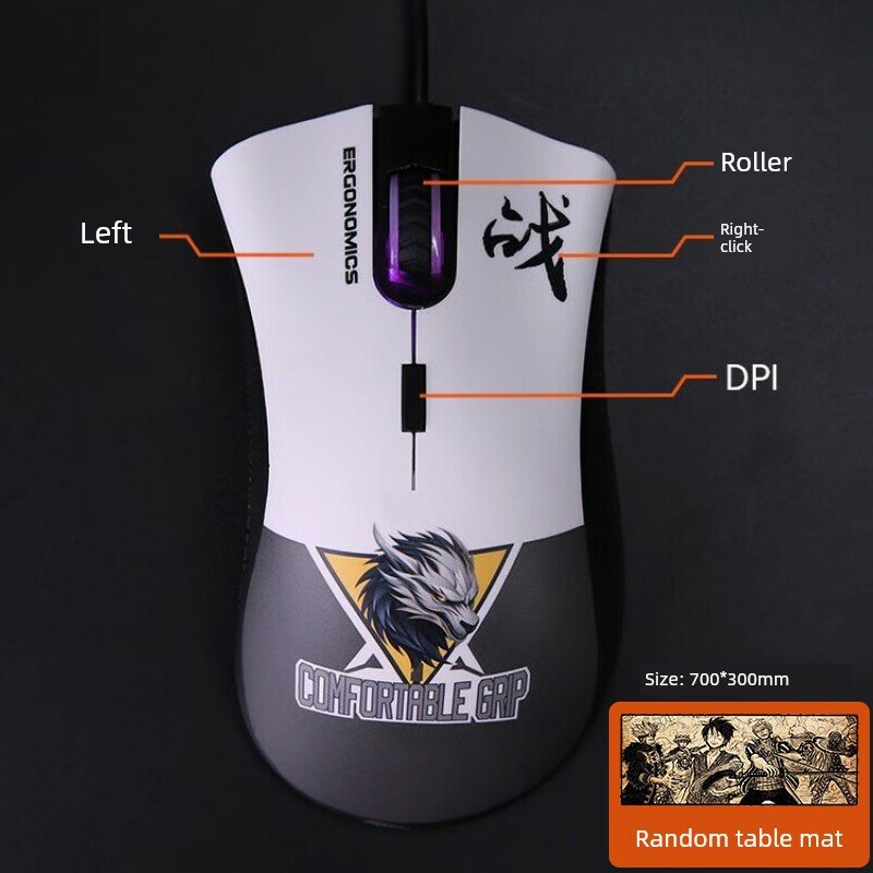 Dareu VX6 проводная игровая мышь с ковриком, черная, эргономичная, для ПК, офиса и киберспорта