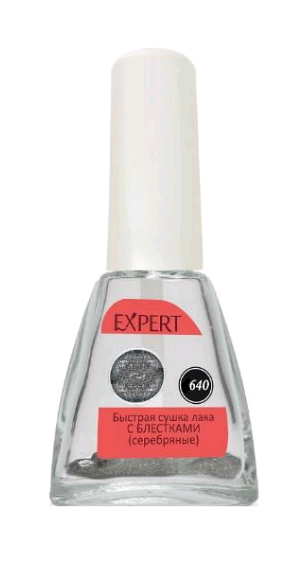 Severina Expert Быстрая сушка лака с блестками 11,5 мл. серебряные (640)