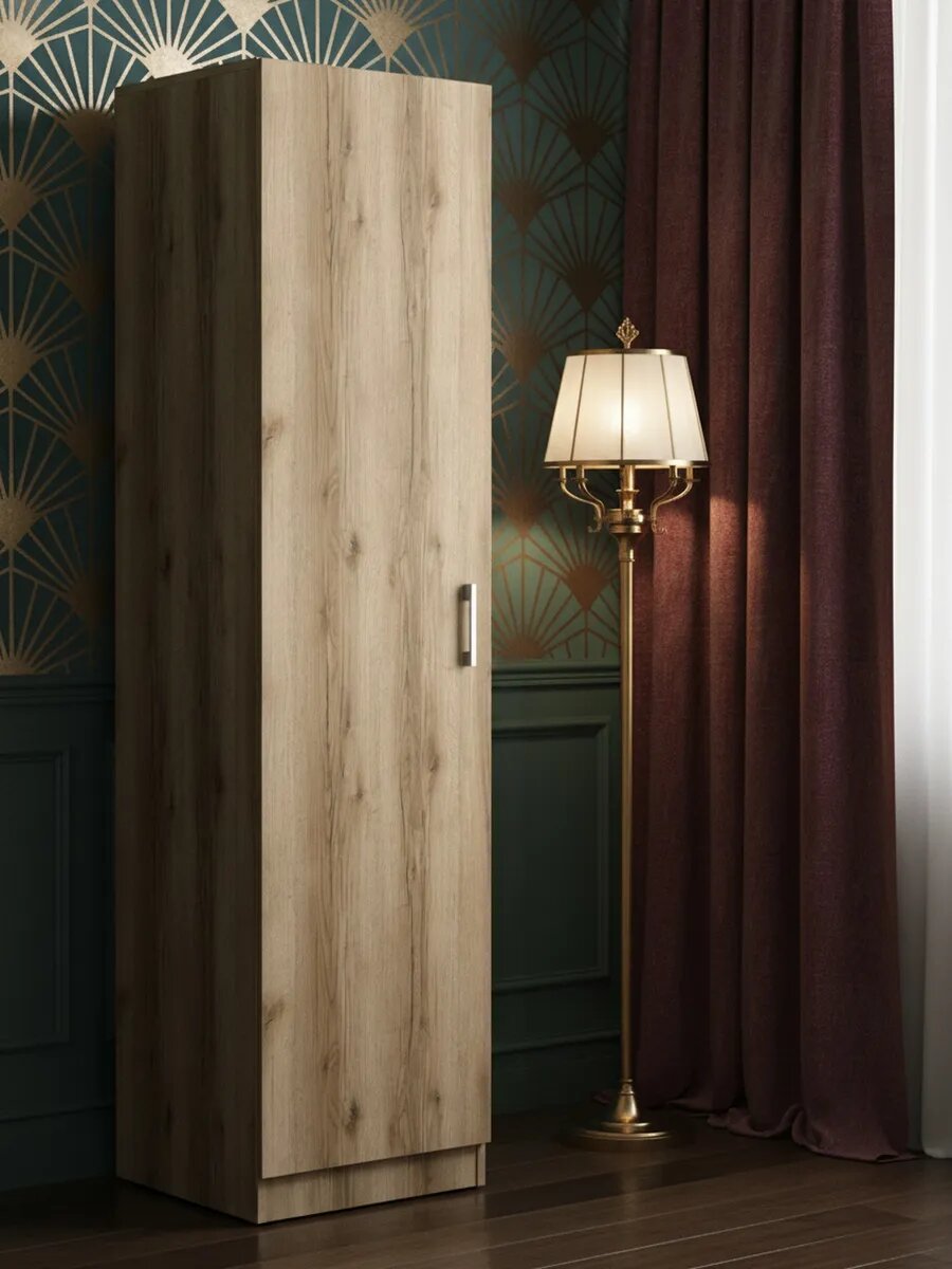 В прихожую деревянный шкаф пенал FRESTER с полками для одежды, от производителя